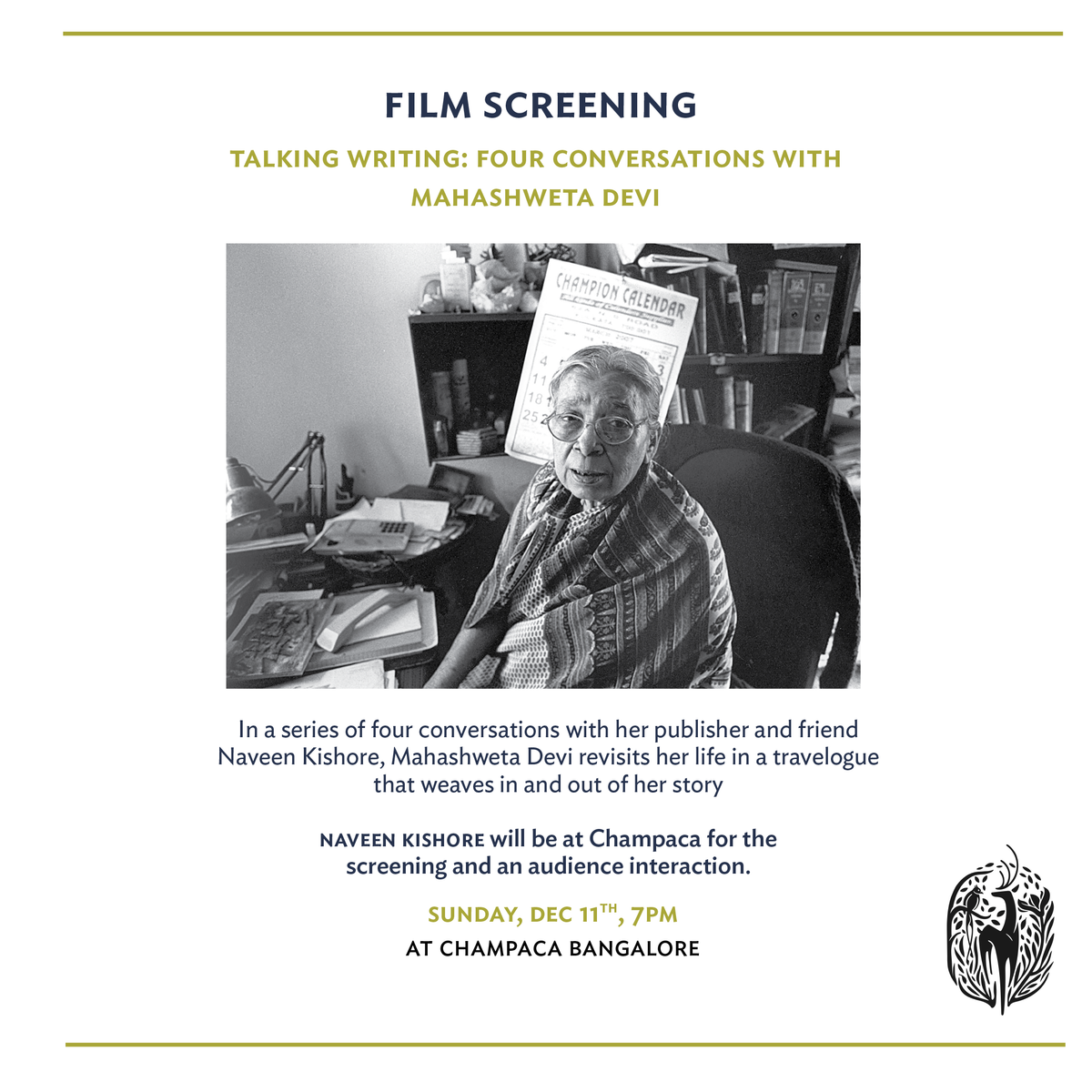 Film Screening — Talking Writing: Four Conversations With Mahashweta D ...